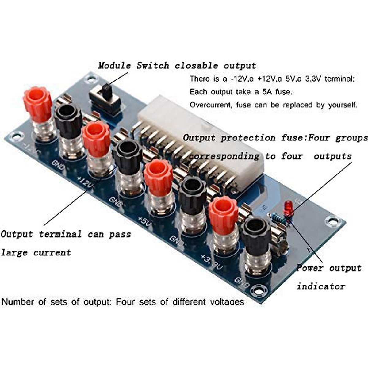 CHENBO 2pcs 24 Pins ATX Power Board Computer PC Power Supply Breakout Module Adapter 12V 5V 3.3V