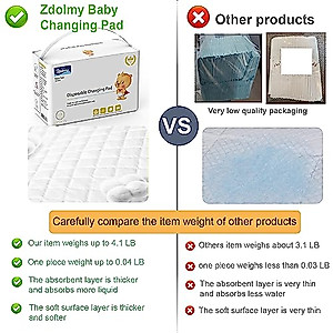 Disposable Changing Pad Liners (100 Pack) Super Soft, Disposable Changing Pads, Ultra Absorbent & Waterproof - Covers Any Surface for Mess Free Baby Diaper Changes (White)