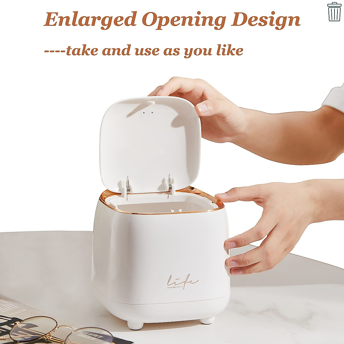 Aiabaleaft Mini Countertop Trash Can with 3 Rolls of Trash Bags, Waste Can with Press Type Lid, Desktop Trash Can Applicable for Bathroom Vanity,Coffee Table,Offices,Waste Basket (Light Green)