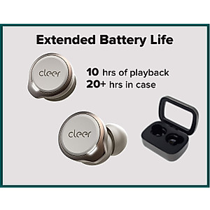 Cleer Audio Ally Plus, True Wireless Hybrid Noise Cancelling Earbuds with 30 Hour Battery, Water Resistant, Music & Calls (Warm Grey)