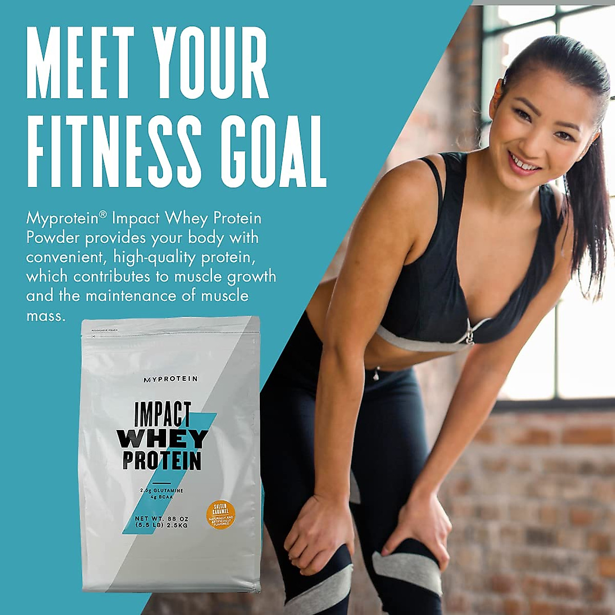 Myprotein - Impact Whey Protein Powder Blend - Naturally Flavored Drink Mix - Daily Protein Intake for Superior Performance - Salted Caramel (5.5 lbs, Pack of 1)