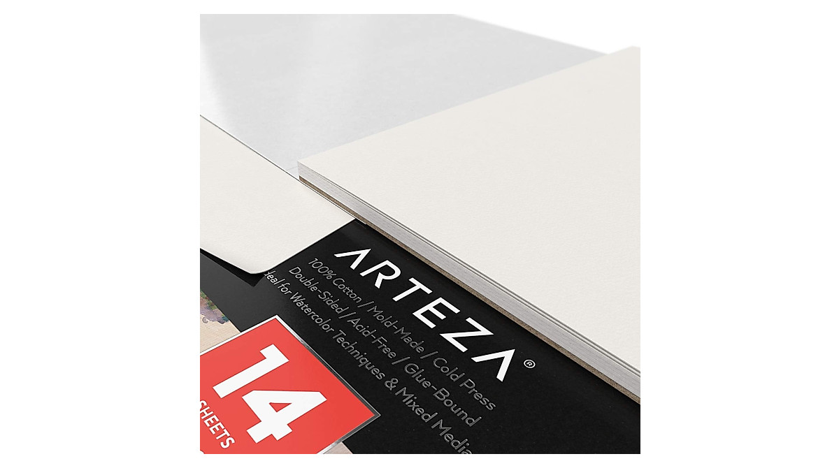 ARTEZA Watercolor Paper Pad - 14 Sheets, 100% Cotton
