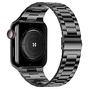 iiteeology Compatible with Apple Watch Band 42mm 44mm 45mm 49mm, Upgraded Solid Business Stainless Steel Band for Apple iWatch Ultra SE Series 8 7 6 5 4, Black