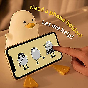 Crtivetoys Cute Seagull Night Light for Kids Animal Silicone Nursery LED Table Lamp Children's Dimmable Baby's Room Decoration Bedside Touch Timer Table USB Charger Cartoon Duck Night Light