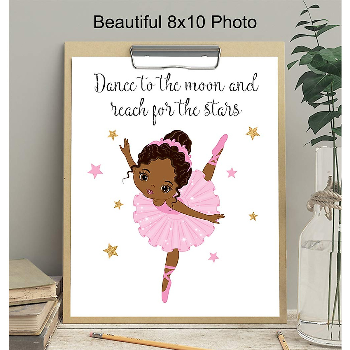 Black Wall Art for African American Girl Black Girl Gifts African American Girl Gifts - African American Wall Art - Afro Wall Art - Ballerina Wall Decor - African American Little Girls Room Decor 8x10