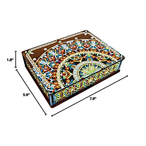 5D Diamond Painting Wooden Storage Box Rectangular Retro Desktop Decor Jewelry Storage Box Drill Wood Organizer for Home Office Storage Christmas Gift