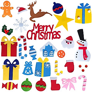 Nackiy 3.3ft DIY Lighted Felt Christmas Tree 36 Pcs Xmas Tree for Toddler Christmas Gift for kid Clearance Christmas Crafts for Kids Gift with String Light (Batteries Not Included)