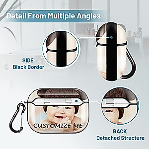 Custom AirPods Pro Case, Design Your AirPods Case with Photo/Text/Name, Top and Bottom Separated Hard PC Shockproof Protective Personalized Keychain Airpods Cover for Men and Women