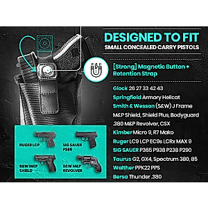 Ankle Holster for 380 and 9mm – Fast Silent Draw – Comfortable & Durable | Fits: SIG P365 P238 Ruger LCP 380 LC9 EC9s Glock 26 42 43, Hellcat, Bodyguard 380, M&P Shield & Similar Guns [380 9mm 22 LR]