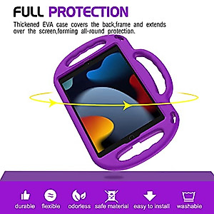 AVAWO Kids Case for iPad 10.2 9th & 8th & 7th Generation, iPad 10.2 2021/2020/2019 Case - with Shoulder Strap - Light Weight Shock Proof Handle Stand Kids Friendly Case for All iPad 10.2 inch, Purple