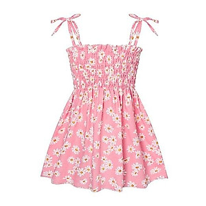 Toddler Sunflower Dress Floral Slip Kids Clothes Dress Baby Beach Girls Dress Christmas Dresses for (Pink, 5-6 Years)