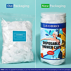 LEOBRO Disposable Shower Caps, 100PCS Shower Caps, Shower Cap for Women Waterproof, Disposable Clear Plastic Shower Cap for Women, Thick Plastic Caps for Hair Treatment, Regular Size 17.3 INCH