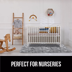 Gorilla Grip Fluffy Faux Fur Rug, 6x9, Machine Washable Soft Furry Area Rugs, Durable Rubber Backing, Plush Floor Carpets for Baby Nursery, Bedroom, Living Room Shag Carpet, Luxury Home Decor, Gray