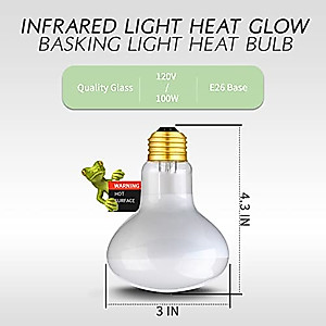 FIVEAGE 100W Sun Basking Spot Lamp UVA Glass Reptile Heat Bulb Soft White Light for Reptile & Amphibian - 2 Pack