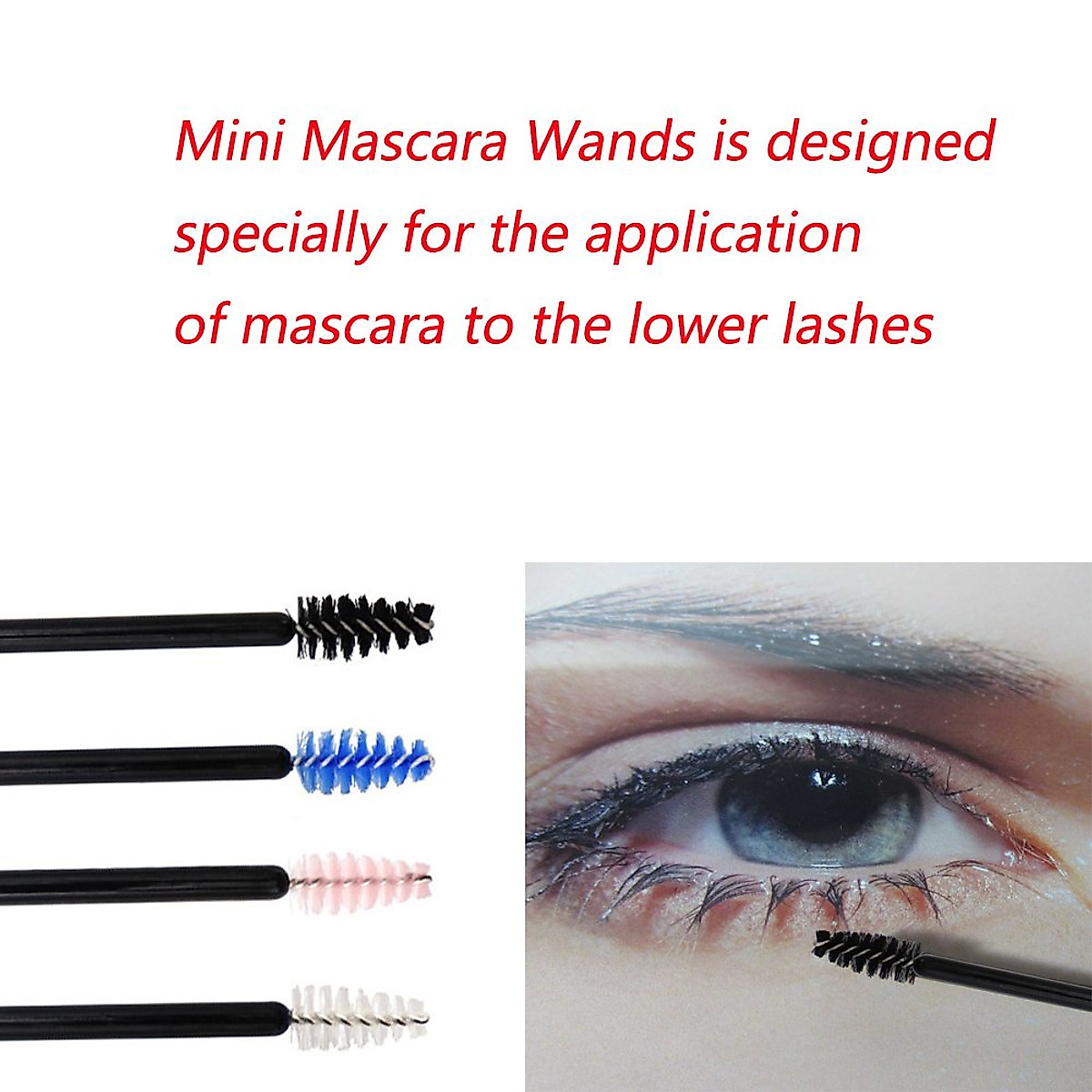 200 Pack Mascara Wands Mini Disposable Eyelash Brushes for Extensions Eye Lash Wand Brow Brush Makeup Tool Bulk, 4 Colors