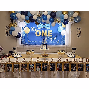 1st Birthday Baby Photo Banner ，Growth Record 1-12 Month Photo Prop ，Monthly Milestone Photograph Bunting Garland, First Birthday Celebration Decoration （Black）