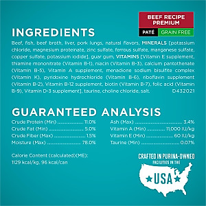 Purina ONE Grain Free, Natural Pate Wet Cat Food Variety Pack, Beef, Chicken and Ocean Whitefish Recipes - (2 Packs of 12) 3 oz. Pull-Top Cans