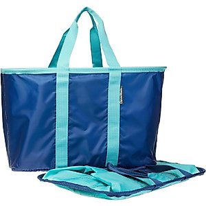 CleverMade SnapBasket 30L Collapsible Tote - Navy/Teal, Pack of 2
