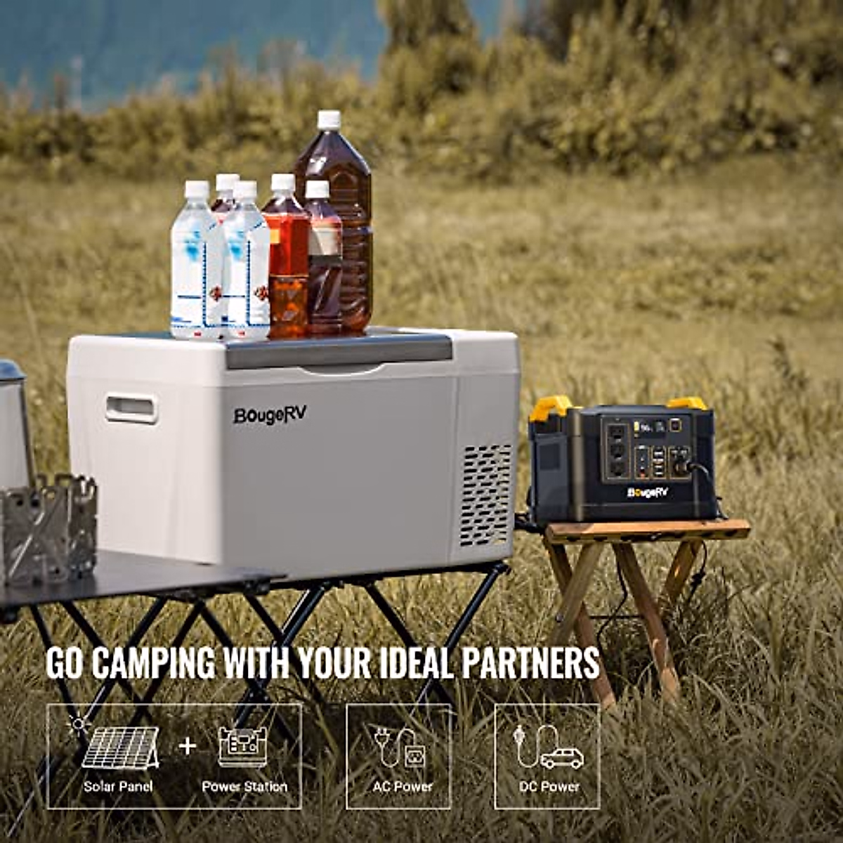 BougeRV 12 Volt Refrigerator 12V Car Fridge 23 Quart Portable Freezer Compressor Cooler 12/24V DC 110~240 Volt AC for Truck Van RV Camper SUV Boat Travel Camping Road Trips Tailgating -7℉~50℉