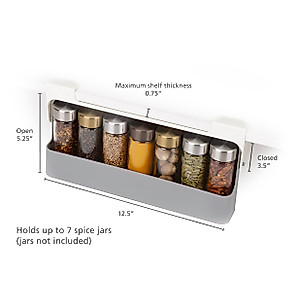 Joseph Joseph CupboardStore Spice Organizer 3M Tape Under-Shelf Pull Out Drawer Storage for Cabinet, One-size, Gray/White