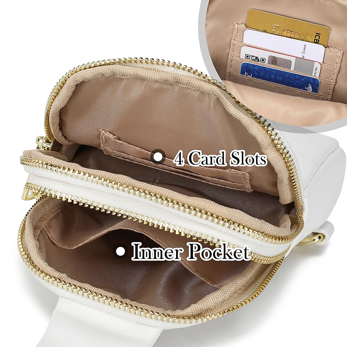 INICAT Small Crossbody Sling Bags for Women Vegan Leather Cell Phone Purse Fanny Packs for Women Men (White)