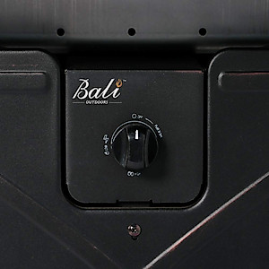 BALI OUTDOORS Gas FirePit Table, 28 inch 50,000 BTU Square Outdoor Propane Fire Pit Table with Lid and Blue Fire Glass