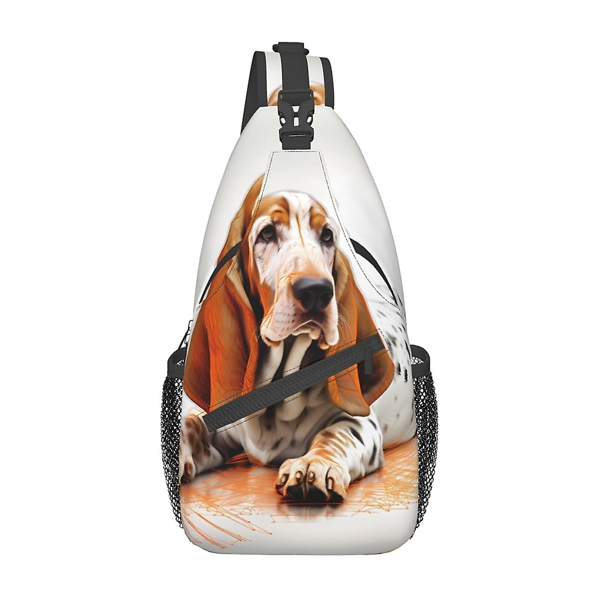 Hicyyu Basset Hound Dog Outdoor Crossbody Shoulder Bag For Unisex Young Adult Hiking Sling Backpack