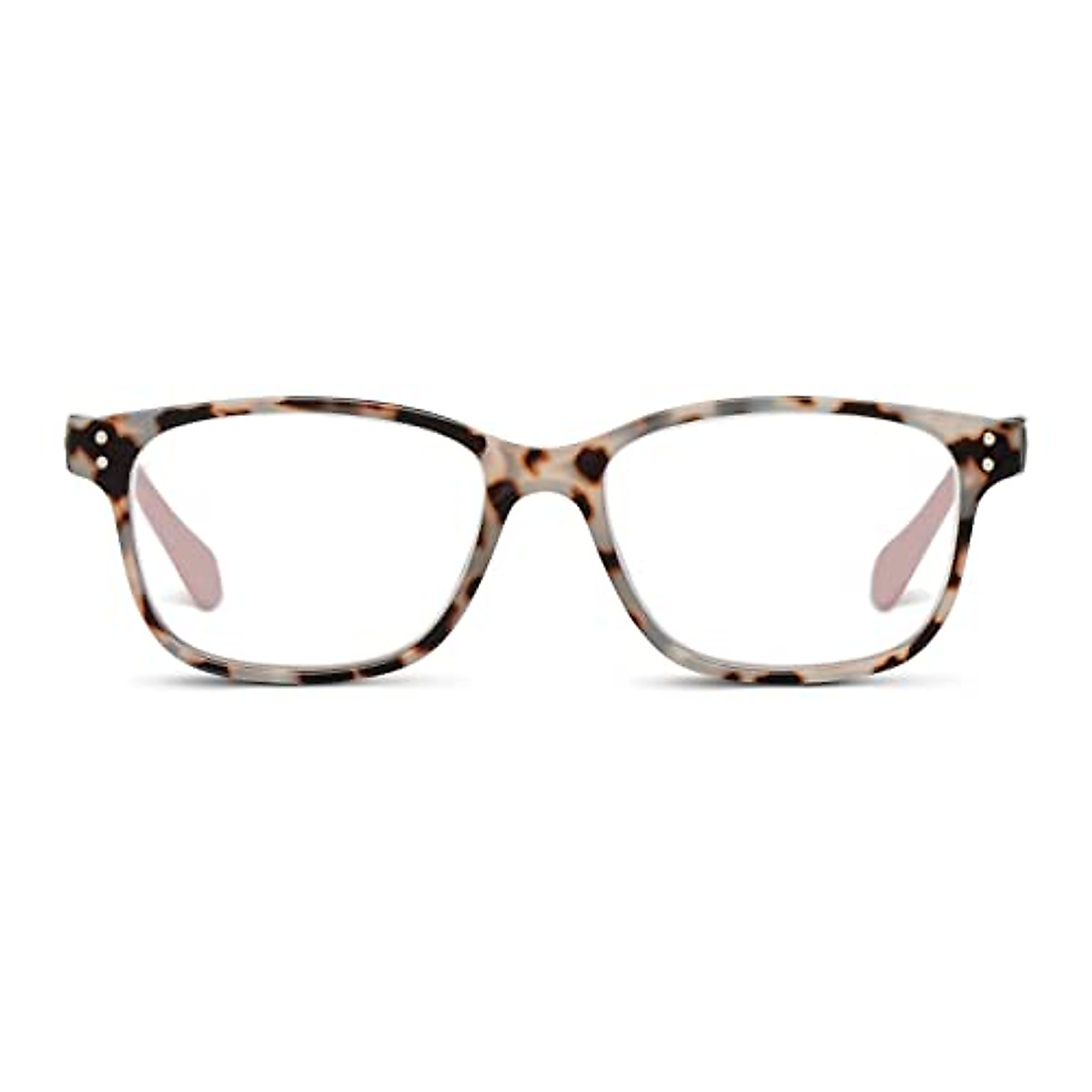 Peepers by PeeperSpecs Women's Nature Walk Soft Square Blue Light Blocking Reading Glasses, Gray Tortoise/Pink, 51 + 1.5