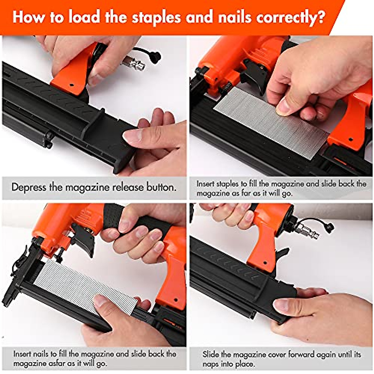 ValueMax 18 Gauge Pneumatic Brad Nailer, 2-in-1 Nail Gun Staple Gun with 1-5/8 inch Staples, 2-5/8 inch Brad Nails, Carrying Case and Safety Glasses, Ideal for Upholstery and Home Improvement