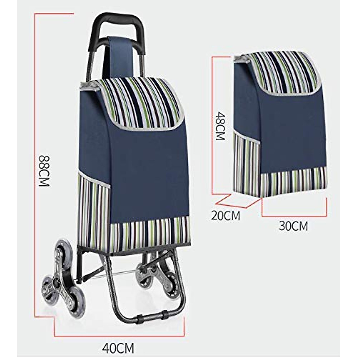 Folding Shopping Cart, Stair Climbing Cart with Swivel Wheels Grocery Utility Cart Hand Cart Lightweight Folding Shopping Cart Easy to Clean (Blue 50 Pounds Capacity) (Blue 50 Pounds Capacity)