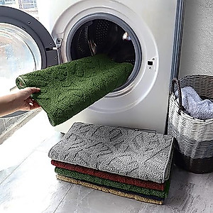 TOONOW Indoor Doormat Front Door Mat,30"x18", Low-Profile Machine Washable Kitchen Rug, Absorbent Mud Half Round Entrance Mat for Outdoors, Entryway, Patio, Bedroom, Olive Green