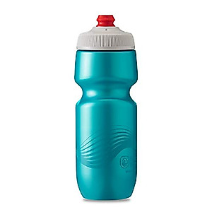 Polar Bottle Breakaway Wave Lightweight Bike Water Bottle - BPA-Free, Cycling & Sports Squeeze Bottle (Teal & Silver, 24 oz)