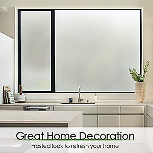 Homein Privacy Window Film, Frosted Glass Window Film for Bathroom, Non-Adhesive Static Cling Window Film Sun Blocking Reusable Decorative Door Covering for Home Office, 17.5" x 78.7"