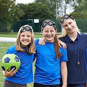 WILLBOND 9 Pieces Elastic Adjustable Soccer Headbands - Hair Accessories and Team Gifts for Boys, Girls, Teens, Women, Adults (Black)