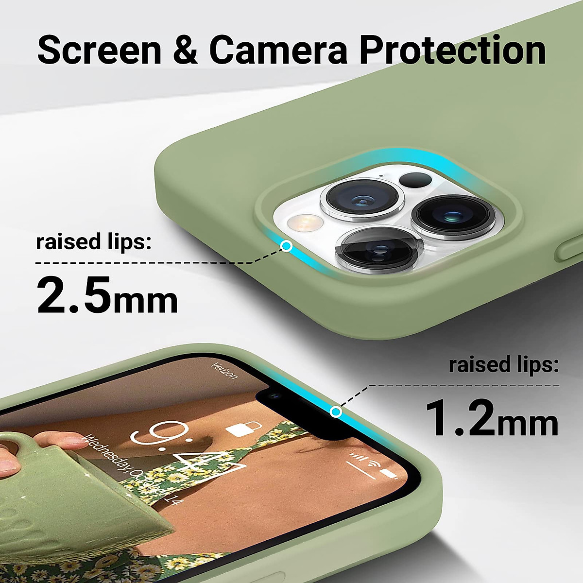 AOTESIER Magnetic for iPhone 13 Pro Max Phone Case, [Compatible with MagSafe][Military Shockproof Protection] Silicone Case with Soft Anti-Scratch Microfiber Lining, 6.7 inch, Tea Green