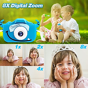 Goopow Kids Camera Toys for 3-8 Year Old Girls Boys,Children Digital Video Camcorder Camera with Cartoon Soft Cover, Best Chritmas Birthday Festival Gift for Kids - 32G SD Card Included