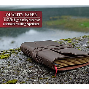 ThoughtSpace Journals Handmade Leather Journal for Women & Men - Prayer & Dream Journal for Women, Lined 6x8 Leather Bound Vintage Poetry Journal