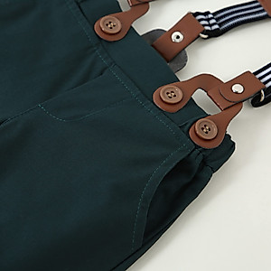 WESIDOM Baby Boy Clothes 0-18M Newborn Infant Gentleman Outfit, Shirt+Bowtie+Beret+Suspender Pant Baby boy Suit Clothing Set