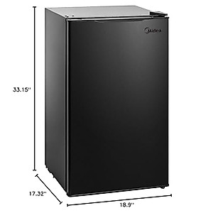 Midea MRM31A4ABB Compact All Refrigerator, Thermoelectric Mini 3.1 Cubic Feet-for Home, Office, Dorm, Fridge Black