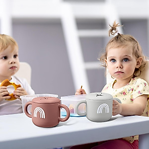 Didaey 6 Pack Silicone Snack Cups Spill Proof Bowls for Kids Toddlers Baby No Spill Snack Cup Snack Container for Toddler over 6 Months Baby Snack Cups with No Slip Handles