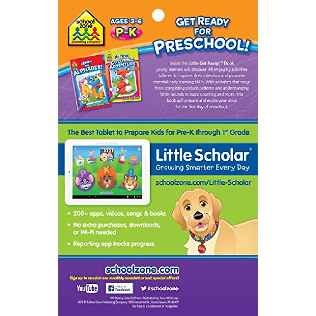 School Zone - Get Ready for Preschool Workbook - Ages 3 to 6, Letters, Numbers, Colors, Counting, Rhyming, Patterns, Matching, and More (School Zone Little Get Ready!™ Book Series)