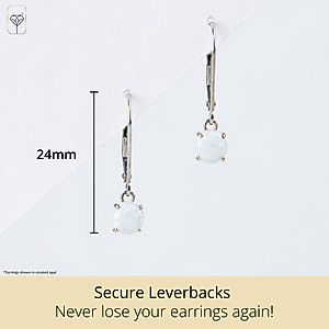 MAX + STONE 10k White Gold 6mm Round March Birthstone Aquamarine Dangle Earrings for Women with Leverbacks