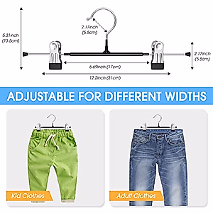 2 Pack Upgrade 9 Layers Pants Hangers Space Saving + 24 Pack Pants Hangers with Clips Adjustable Skirt Hangers for Women Closet Organizer College Dorm Room Essentials