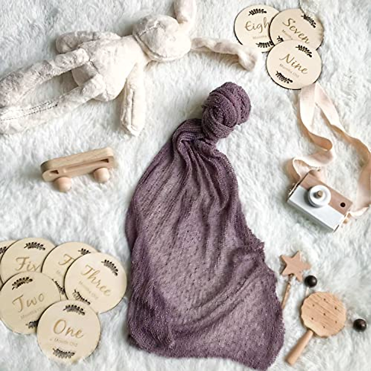 Newborn Photography Props, Baby Stretch Wraps, Professional Baby Photo Props Long Ripple Wrap, DIY Newborn Baby Photo Blanket (Lilac)