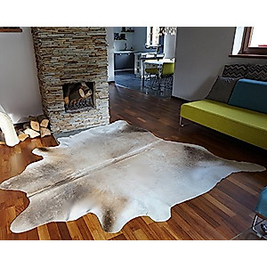 ecowhides Grey Palomino Brazilian Cowhide Area Rug, Cowskin Leather Hide for Home Living Room (XXL) 8 x 7 ft