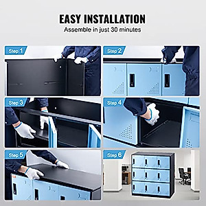 VEVOR 9 Doors Storage Cabinet, Black-Blue