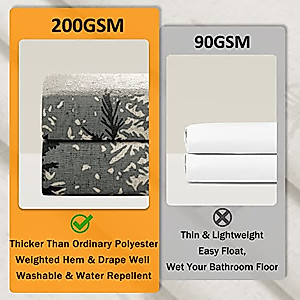 SMABU Black Linen Shower Curtain with Liner Natural Fabric Shower Curtain Liner Set with Hooks Rustic Forest Mountain Shower Curtains for Bathroom Black and Cream Double Shower Curtain Dark Grey 72x72