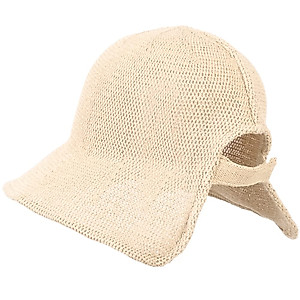VIEWLAP Straw Sunblock Wide Brim Summer Beach Hat Breathable Summer Hat Foldable Outdoor hat (Light Beige)