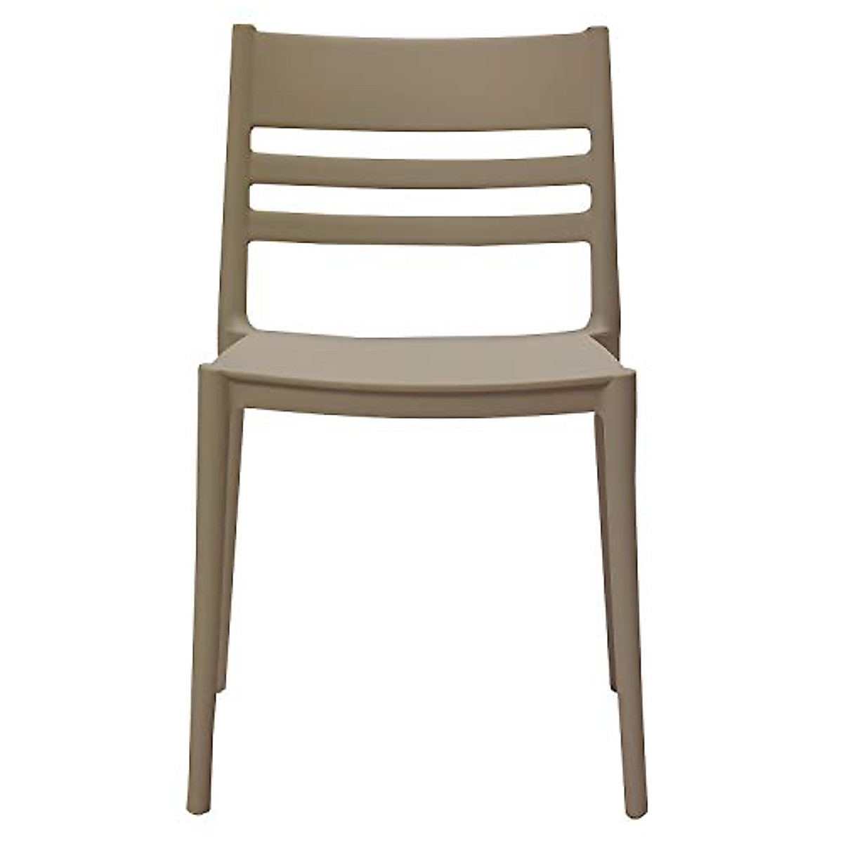 Amazon Basics Dark Beige, Armless Slot-Back Dining Chair-Set of 2, Premium Plastic (Pack of 1)
