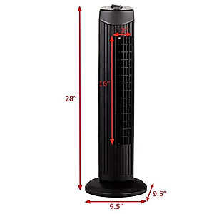 GOFLAME Oscillating Tower Fan, Portable Electric Stand Up Fan with 3 Wind Speed, Quiet Cooling Fan for Indoor Living Room, Bedroom, Office (Black)